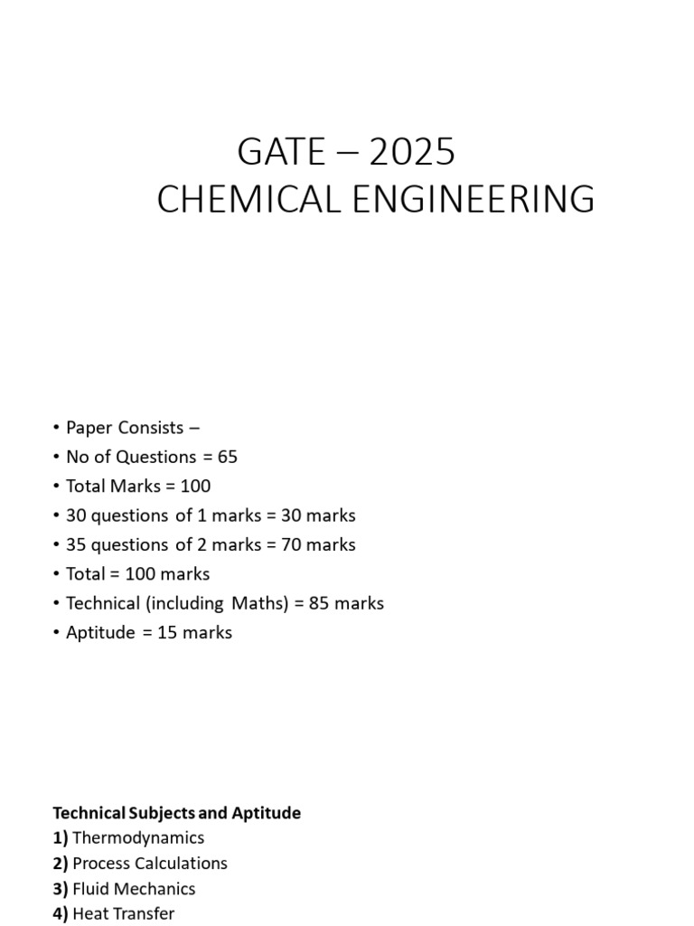GATE 2025: Chemical Engineering Prep Guide | PDF | Chemical Engineering ...