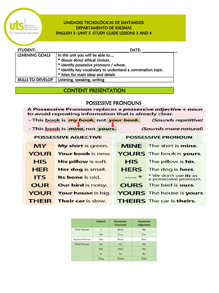 Study Guide - Unit 5 - Lessons 3 - 4 | PDF | Human Communication | Learning