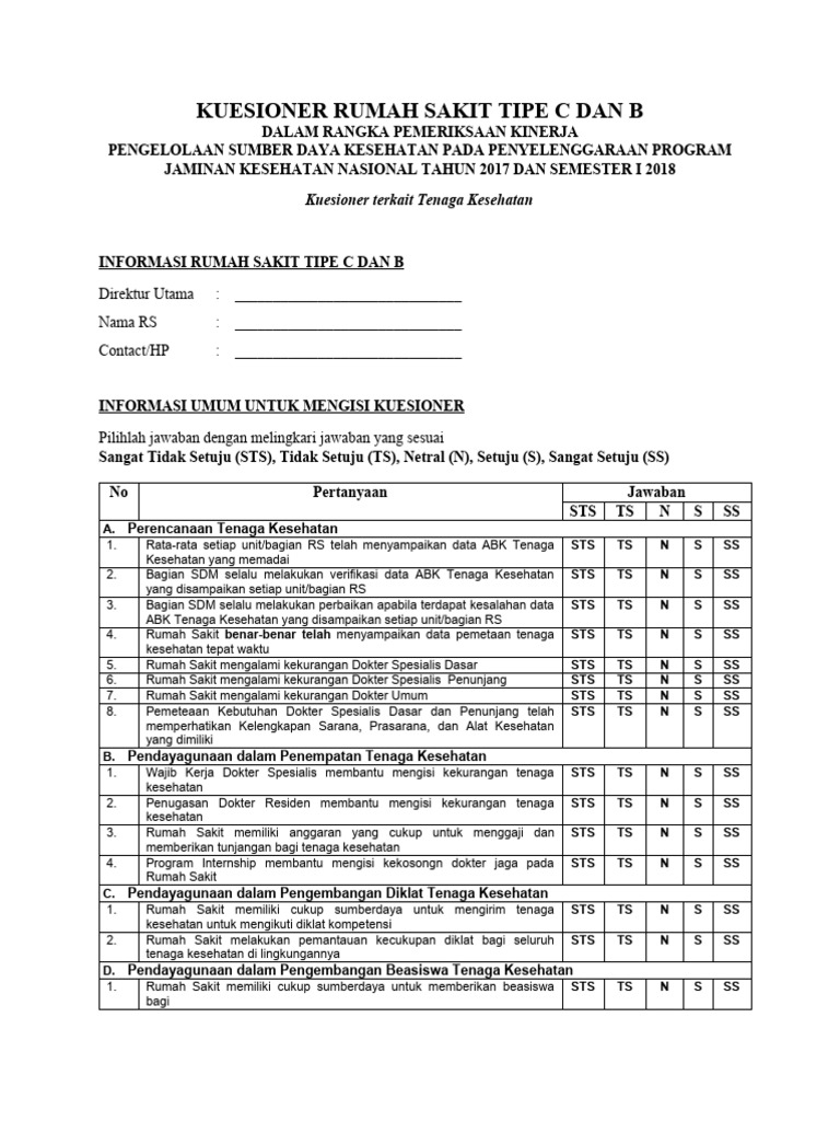KUESIONER RS Tipe C | PDF