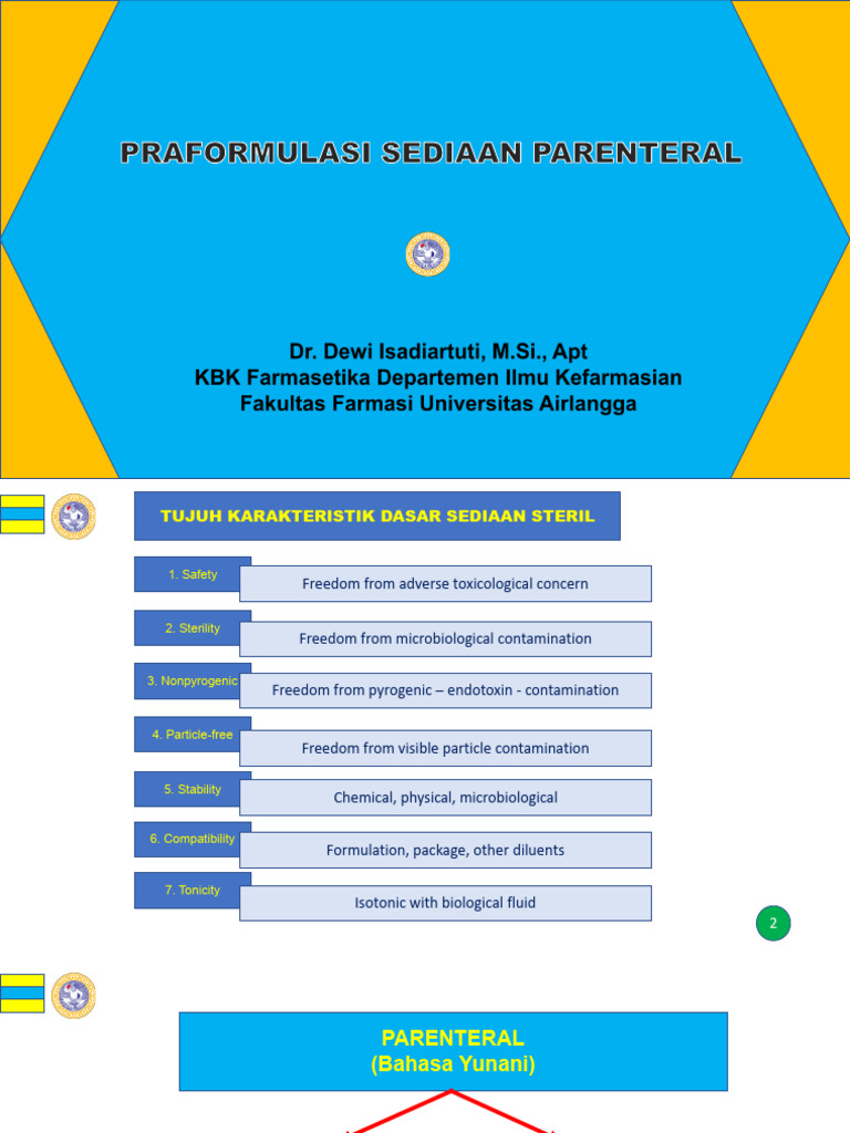 Praformulasi Sediaan Parenteral - 2024 | PDF