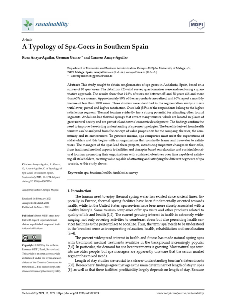 A Typology of Spa-Goers in Southern Spain | PDF | Spa | Tourism