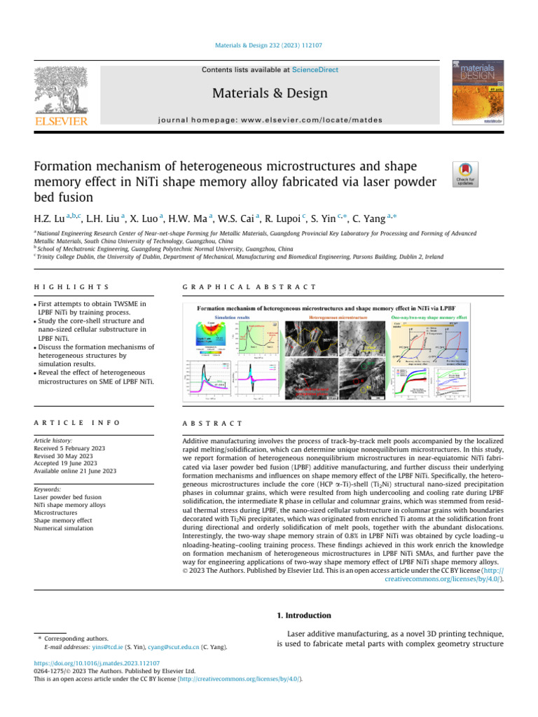 1 s2.0 S0264127523005221 Main | PDF | Shape Memory Alloy | Fracture