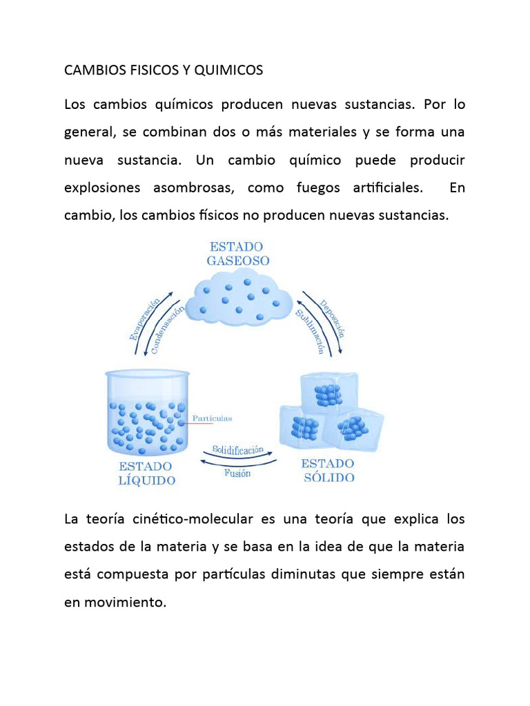 CAMBIOS FISICOS Y QUIMICOS | Descargar gratis PDF | Núcleo atómico | Gases