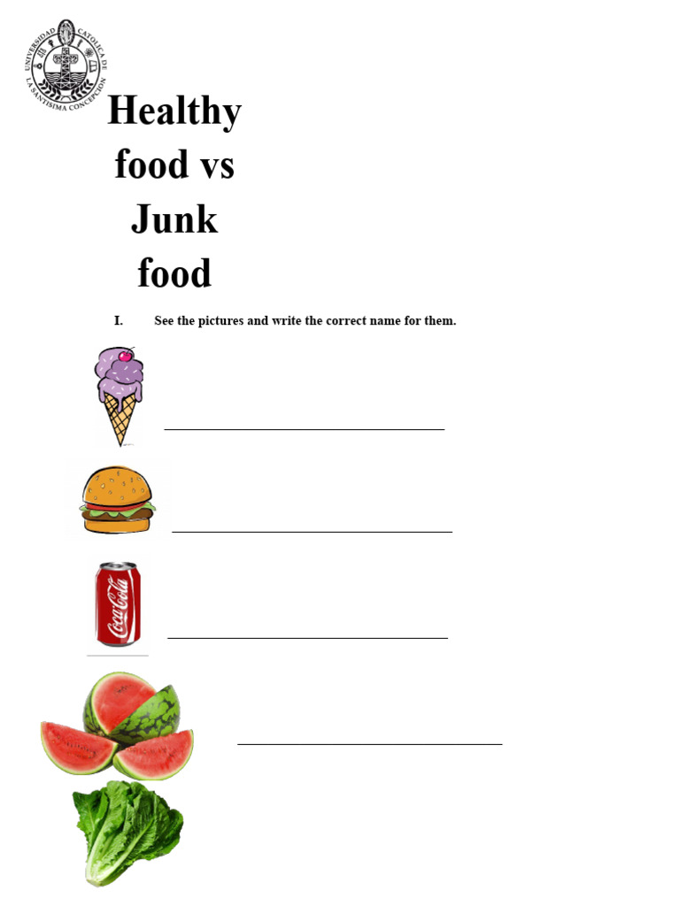 Healthy Food Vs Junk Food 7°b Pdf