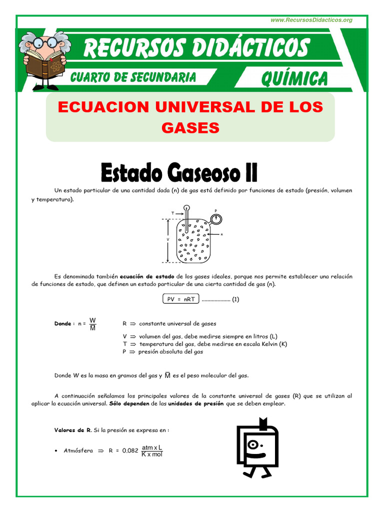Estado-Gaseoso-de-la-Ecuacion-General-de-los-Gases-para-Cuarto-de-Secundaria | Descargar gratis ...