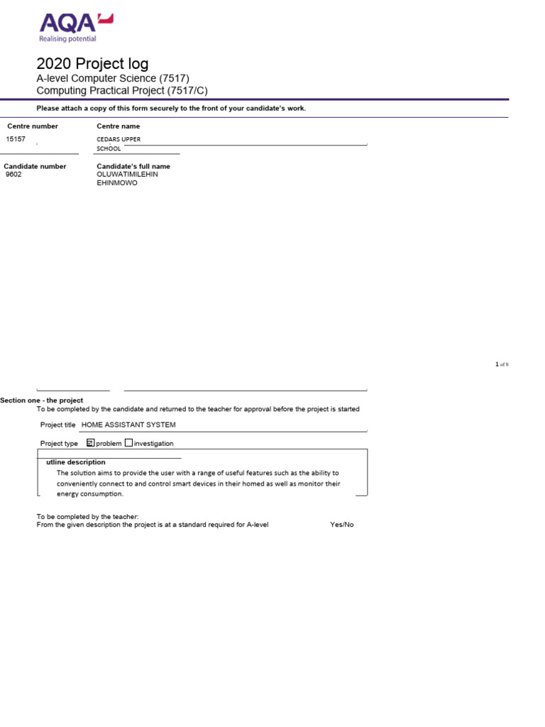 Timi Ehinmowo - 2020 Project Log 7517-C | PDF | Art