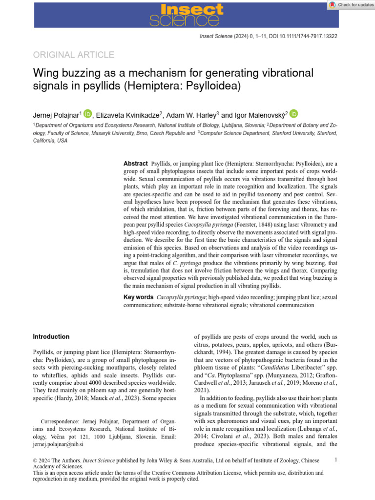 Insect Science - 2024 - Polajnar - Wing Buzzing As A Mechanism For ...