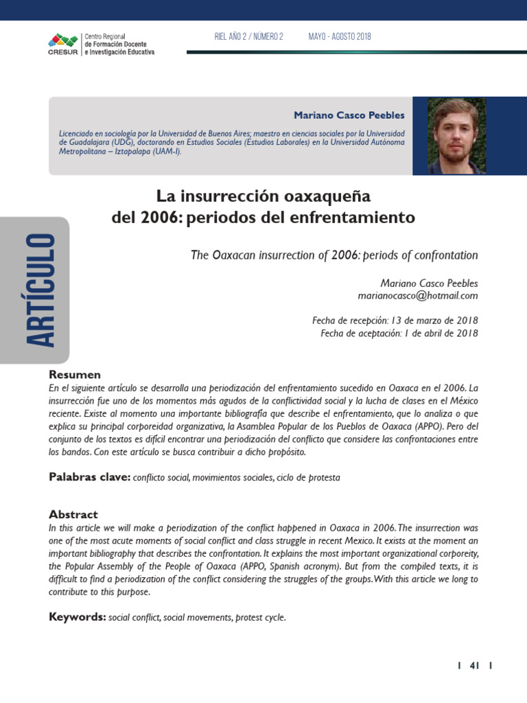 Riel Articulo La Insurreccion Oaxaqueña de 2006 | PDF | Ciencias ...