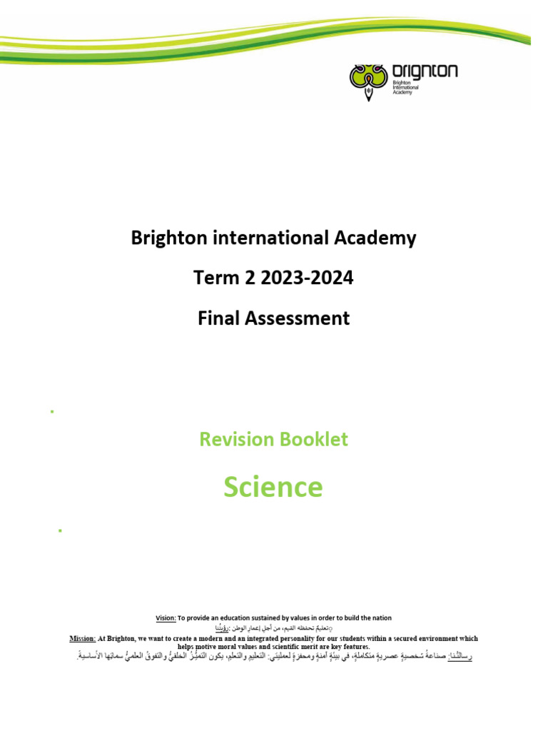 Brighton Academy Science Assessment Guide | PDF | Water