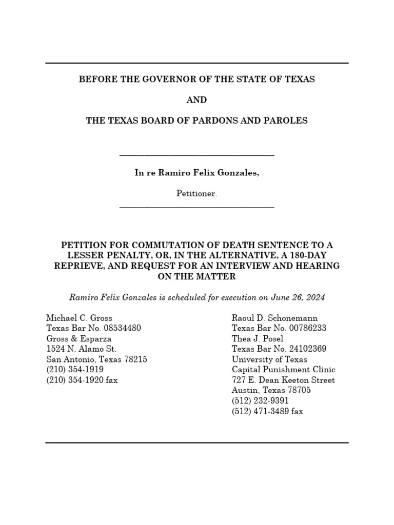 Texas Death Sentence Commutation Petition | PDF | Paul The Apostle | Pardon
