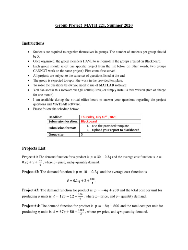 Group - Project - MATH2 - Sr2020 Final Version | PDF | Economic Surplus ...