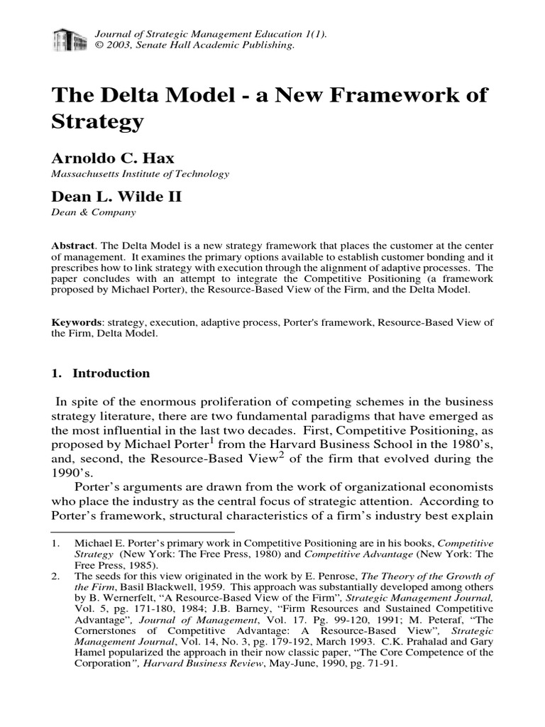The Delta Model A New Framework of Strat | PDF | Strategic Management ...