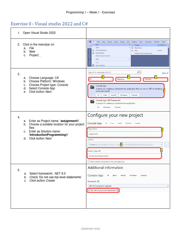 Programming1 Week1 Exercises Download Free Pdf C Sharp Programming Language Command Line