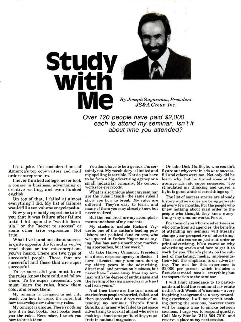 Sugarman Seminar Ad | PDF