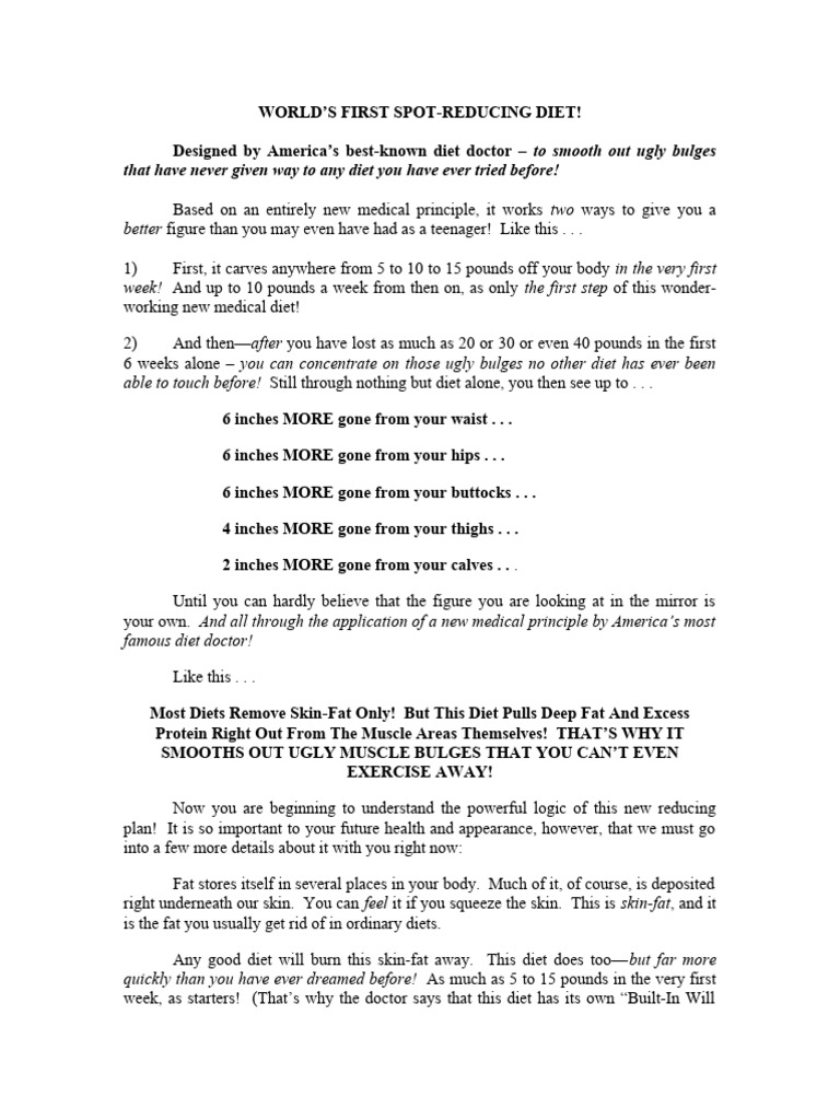 Revolutionary Spot-Reducing Diet Plan | PDF | Dieting | Weight Loss