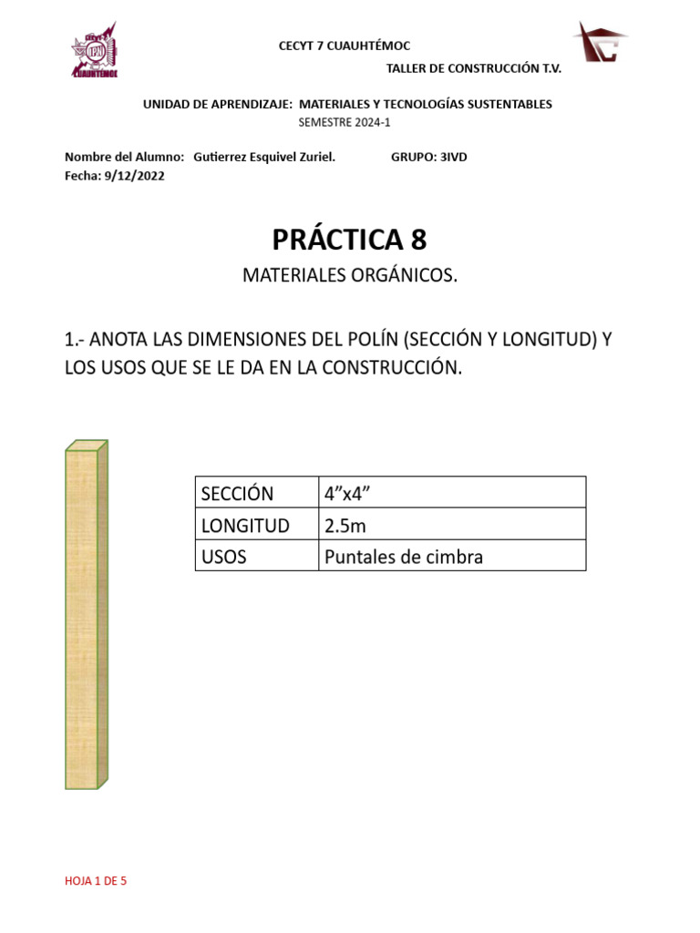 PRACTICA 8 MATERIALES ORGÃ_NICOS[1] | PDF