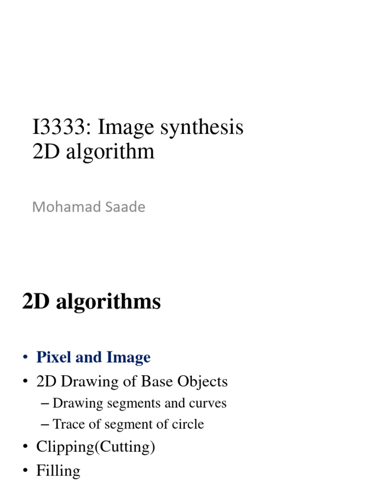 2D Image Synthesis Algorithms | PDF | Pixel | Display Resolution