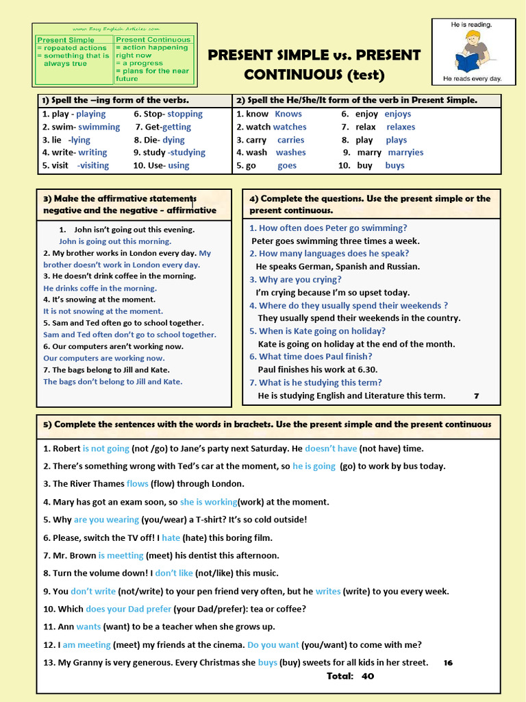 present-simple-vs-present-continuous-TEMA1 | Download Free PDF | Languages | Foreign Language ...
