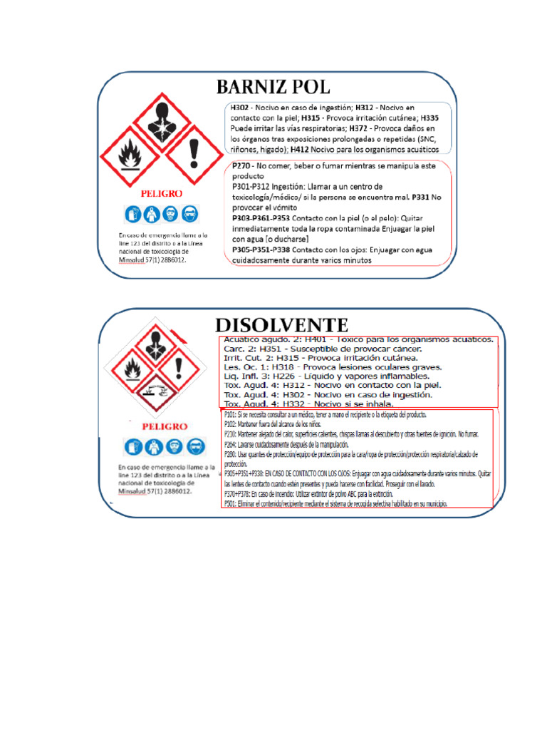 Rotulacion Productos Quimicos | PDF | Agua