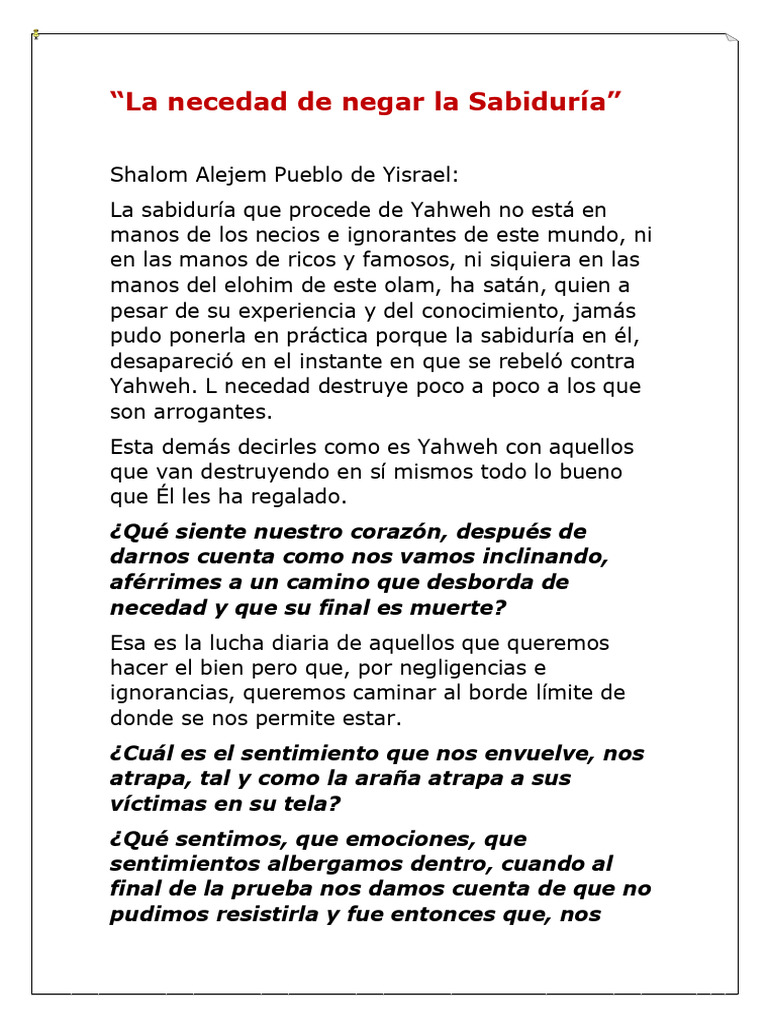 Sabiduría y Necedad en la Fe | PDF | Amor | Felicidad