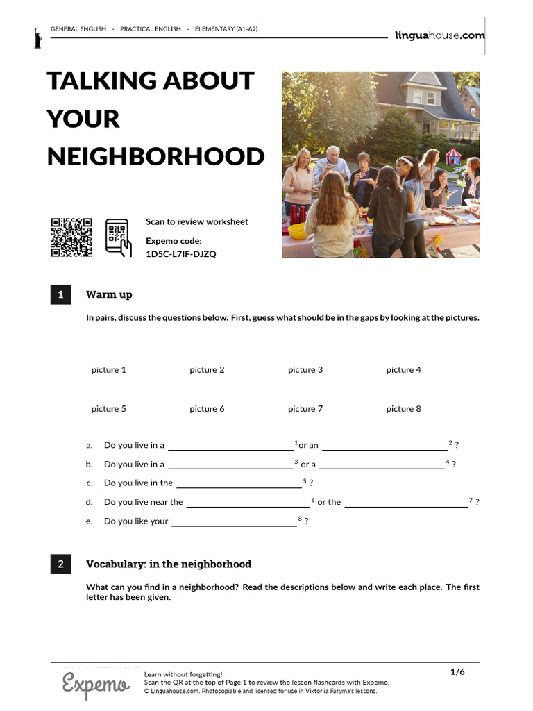 Talking About Your Neighborhood American English Teacher | PDF ...