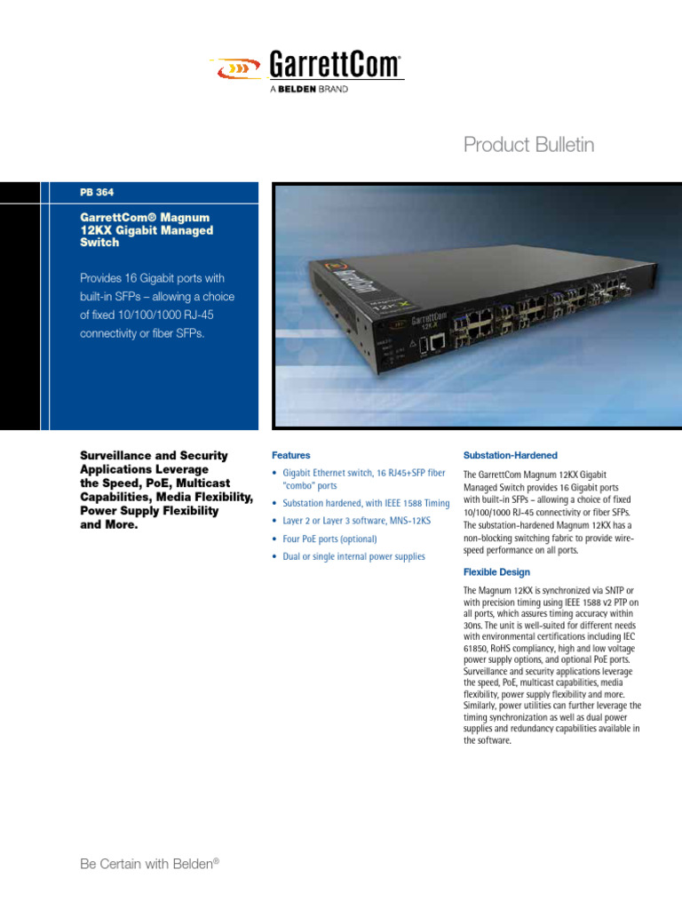 Product Bulletin: Garrettcom® Magnum 12Kx Gigabit Managed Switch | PDF ...