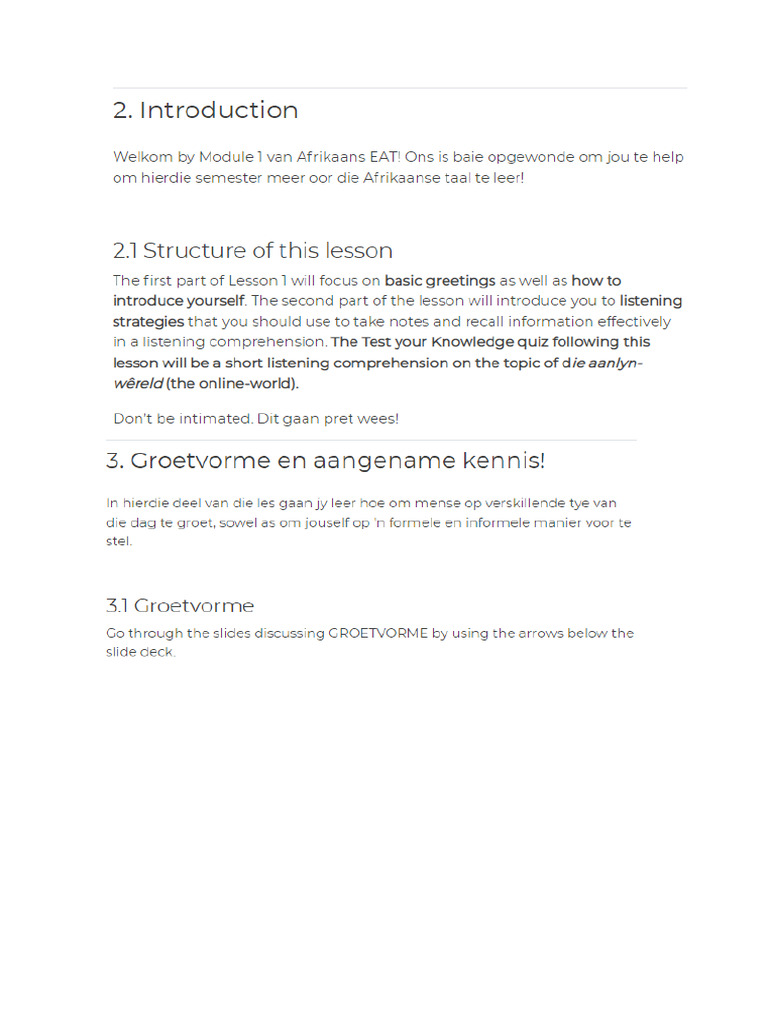 Afrikaans Module 1 | PDF