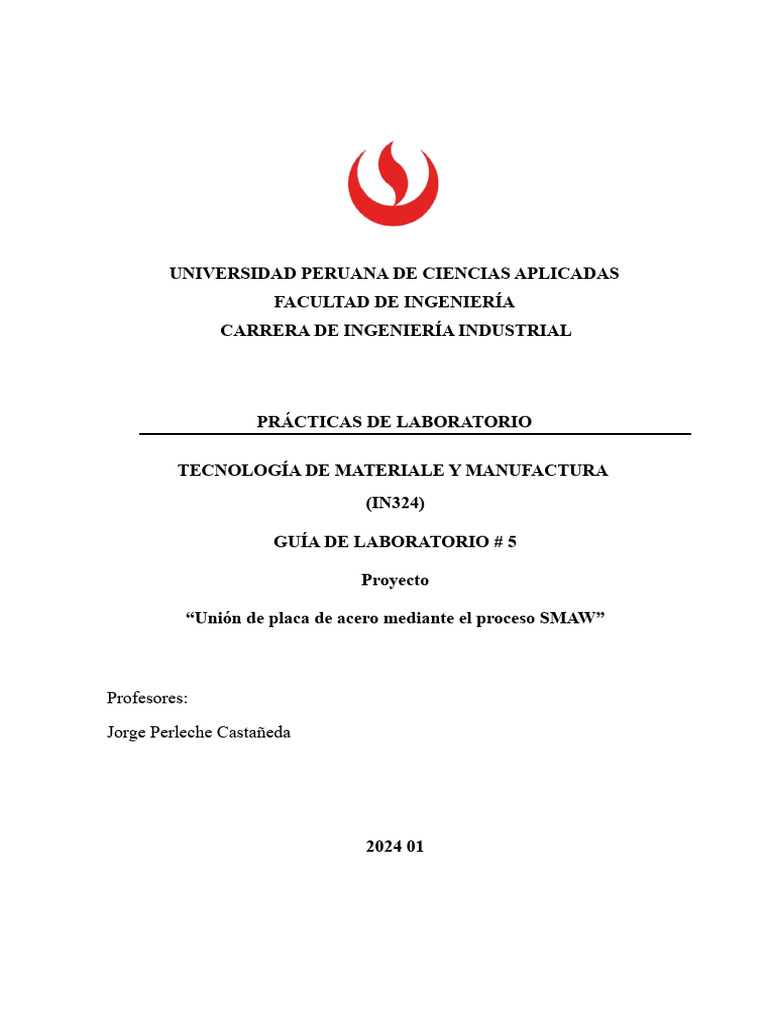 05 Guia Lab-5-Soldadura Electrica - 2024 01 | PDF | Soldadura | Construcción
