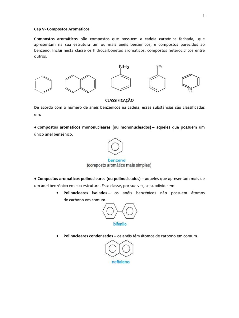 Cap V- Compostos Aromáticos | PDF | Benzeno | Aromaticidade