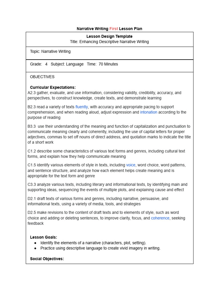 Narrative Writing Curricular Unit | PDF | Narrative | Reading Comprehension