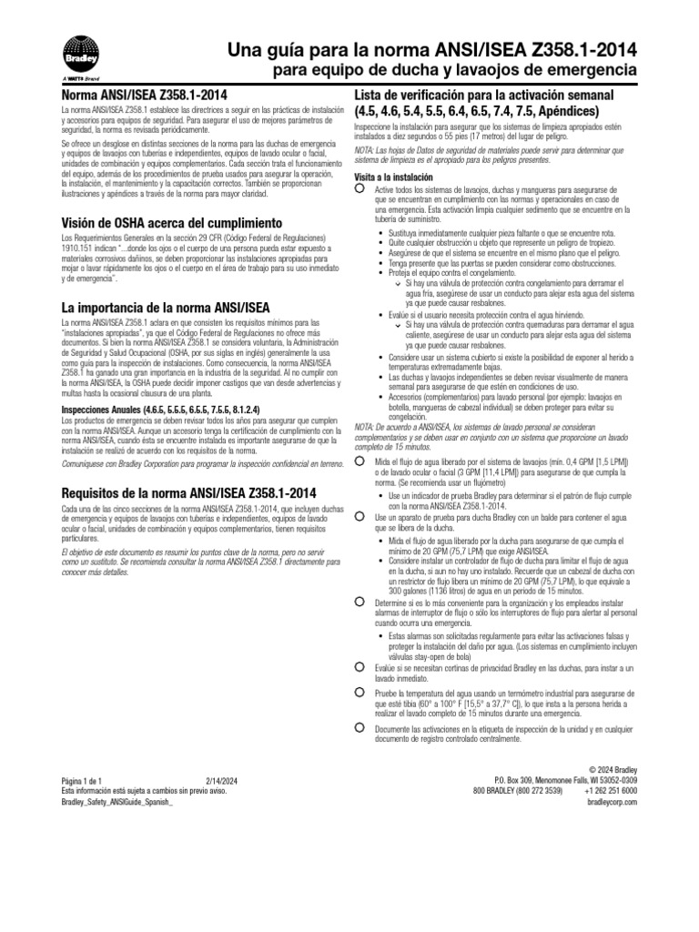 Ansi Z358.1-2014 | PDF | Administración de Seguridad y Salud Ocupacional | Ducha