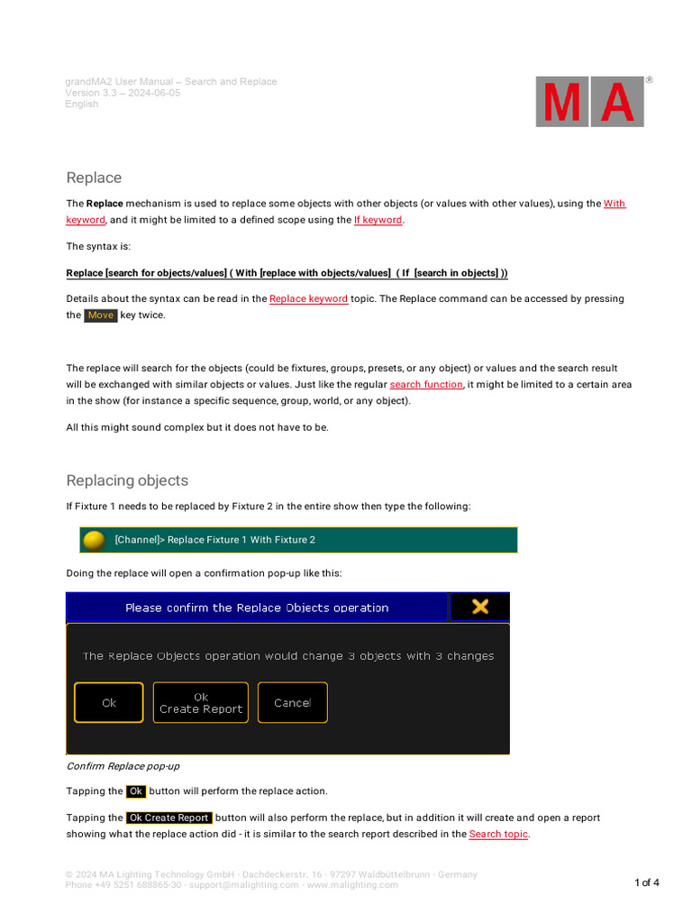 grandMA2 User Manual-Search Replace Replace-En-V3.3 | PDF | Computer Programming | Software ...
