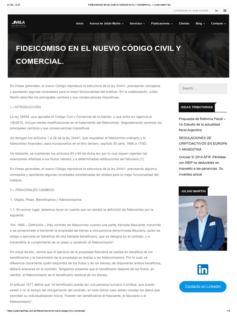 Fideicomiso en El Nuevo CCCN | PDF | Propiedad | Derecho privado
