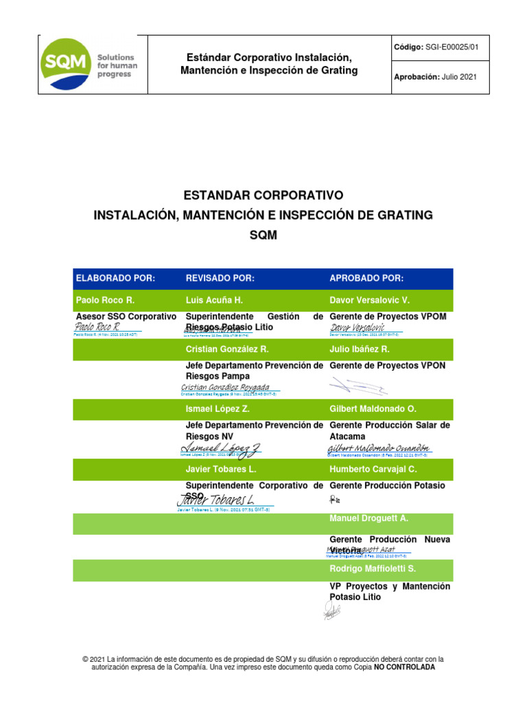 Estándar de Instalación y Mantenimiento de Grating | PDF | Diseño | Acero