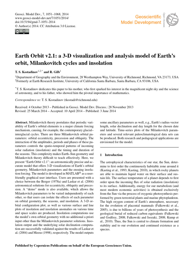 Earth Orbit v2.1 - A 3-D Visualization and Analysis Model of Earth - S ...
