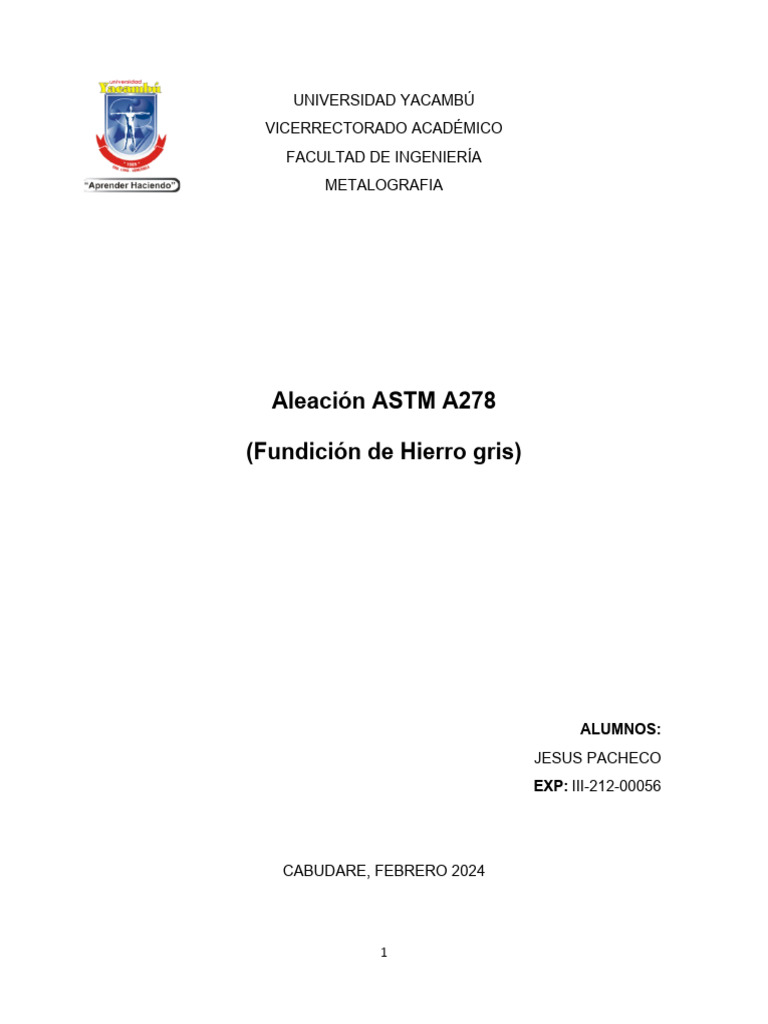 Astm A278 | PDF | Aleación | Rieles