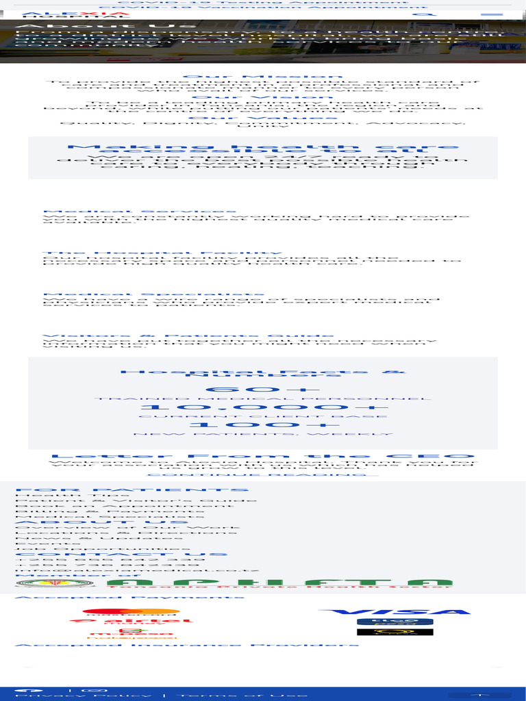 About Us - Alexia Medical Hospital | PDF | Self-Improvement | Wellness