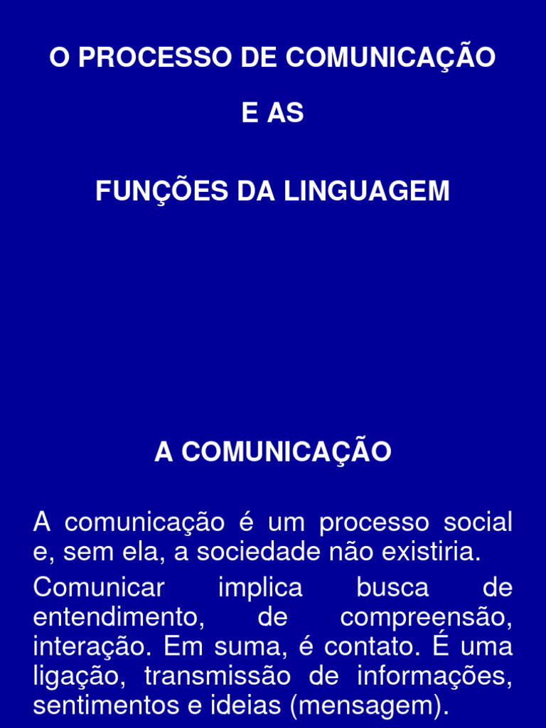 O Processo de Comunicação e As Funções Da Linguagem | PDF | Comunicação ...