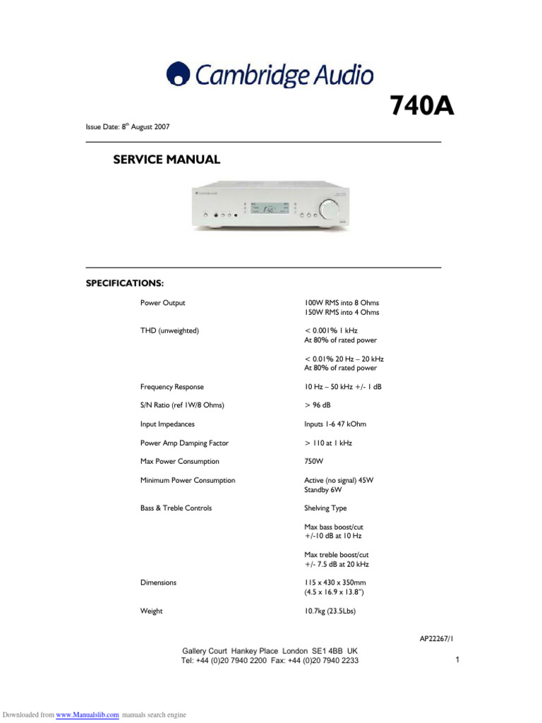 Amplifier Cambridge 740a | PDF | Printed Circuit Board | Electrical ...