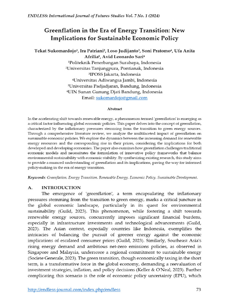 View of Greenflation in The Era of Energy Transition - New Implications ...