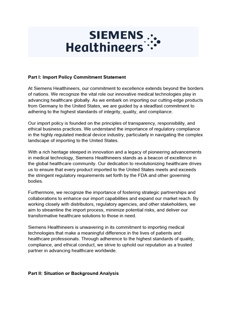 Siemens Healthineers Import Policy Overview | PDF | Medical Device ...