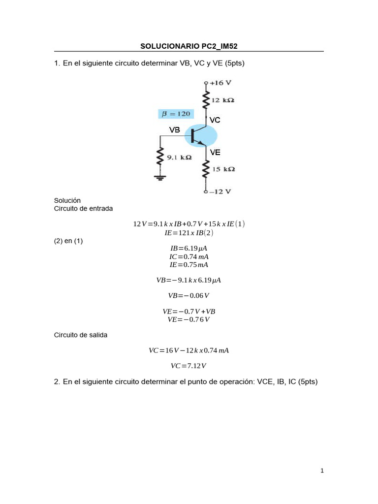 Solucionario Pc2 2024 1 Im52 | PDF