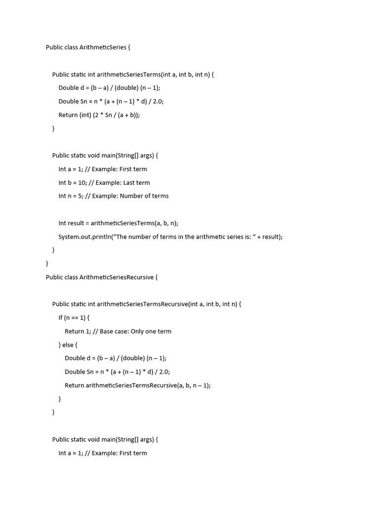 Java Arithmetic Series Calculation | PDF | Computers | Technology & Engineering