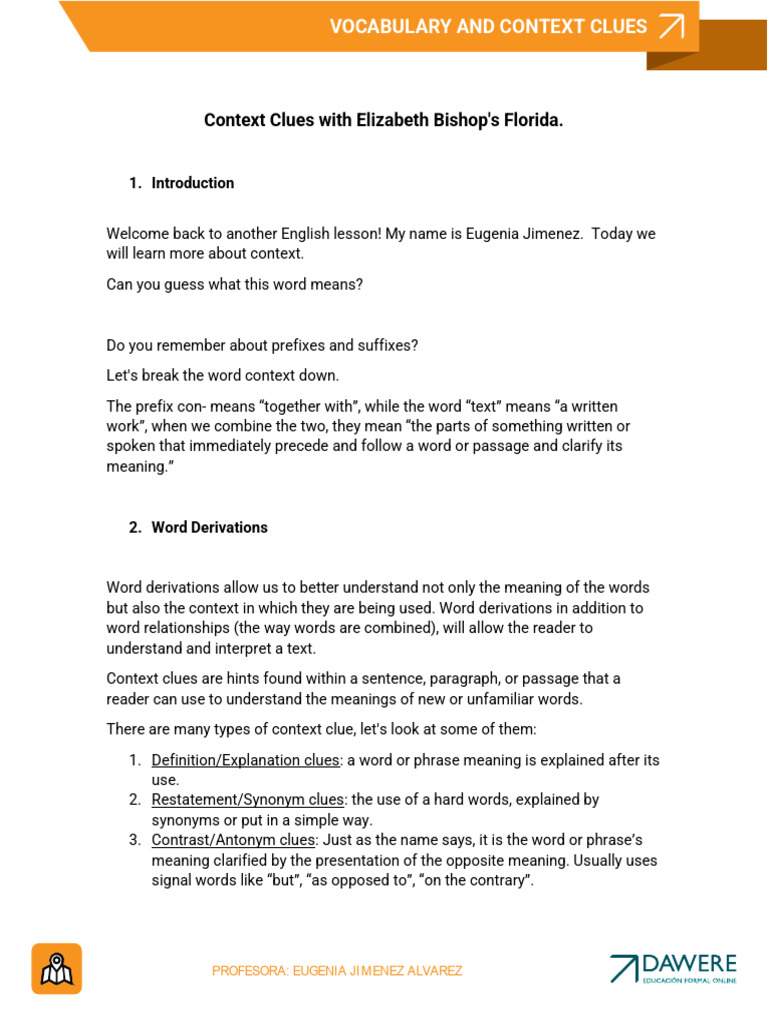 Context Clues in Bishop's Florida Poem | PDF | Linguistics | Semiotics