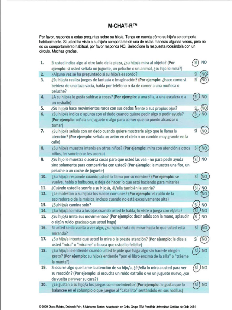 Ejercicio M-Chat | PDF