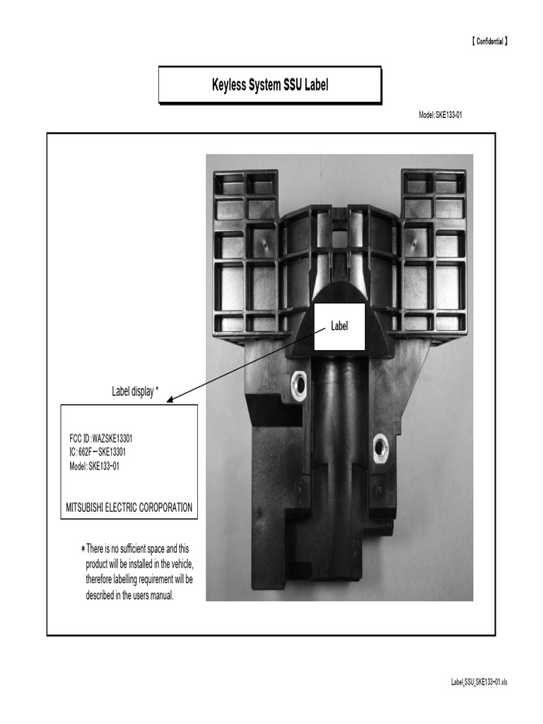 Keyless System SSU Label Guide | PDF