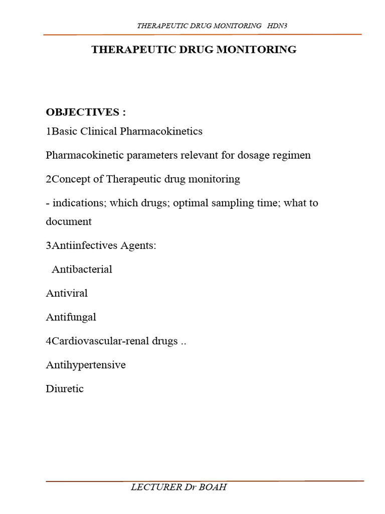 Therapeutic Drug Monitoring Overview | PDF | Hypertension | Blood Pressure