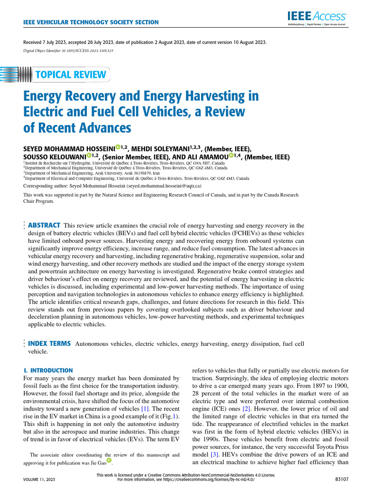 Energy Recovery and Energy Harvesting in Electric and Fuel Cell ...