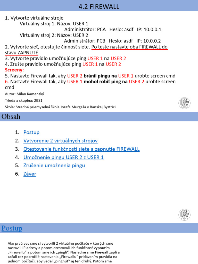 2BS1 Kamenský FIREWALL | PDF