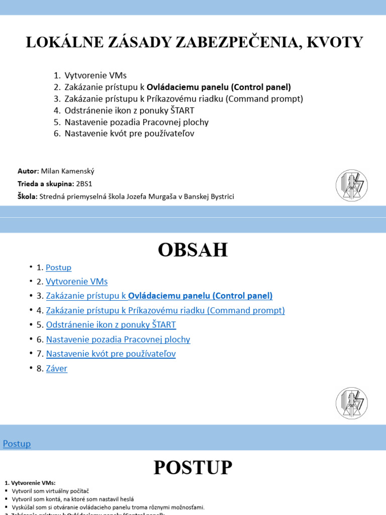 2BS1 Kamenský LokalneZasadyZabezpecenia, Kvoty | PDF